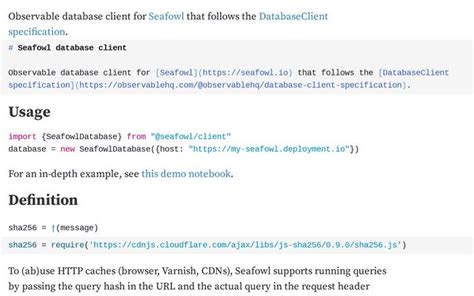 Seafowl Database Client Seafowl Observable