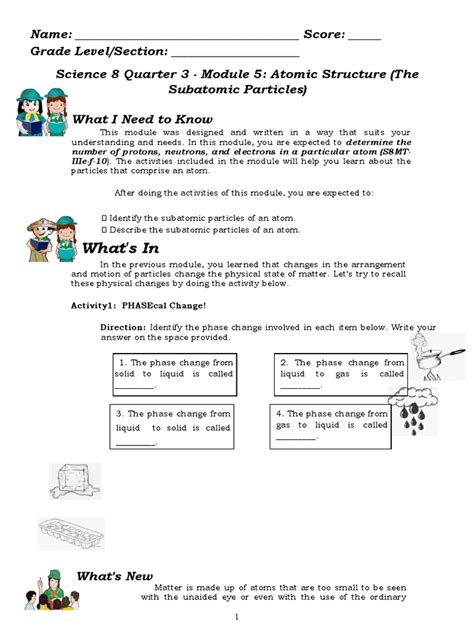 Science 8 Module 5 Version 3 Pdf Atoms Proton
