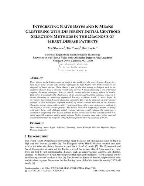 Pdf Integrating Naive Bayes And K Means Clustering With Different