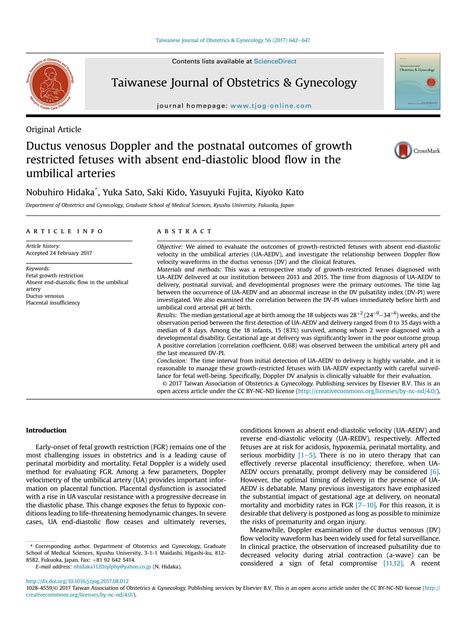 SOLUTION Ductus Venosus Doppler And The Postnatal Outcomes Of Growth