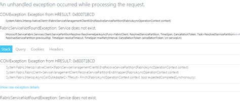 C Fabricservicenotfoundexception Service Does Not Exist Stack