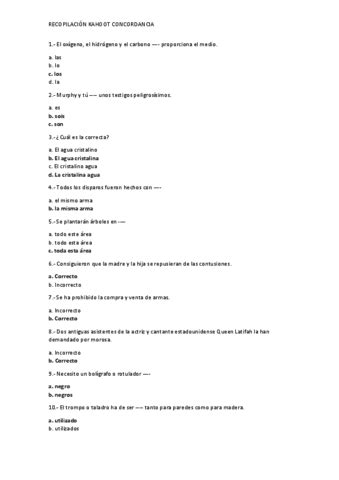 Recopilacion Preguntas Kahoot Concordancia Pdf