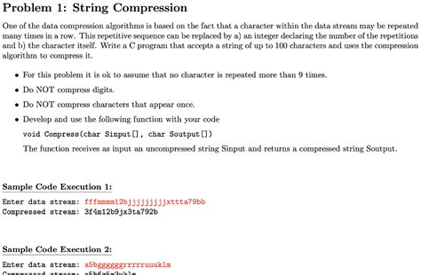 Solved Problem String Compression One Of The Data Chegg