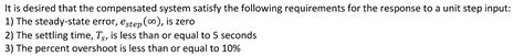 Solved Design Cascade Compensation C S For The Unity Chegg