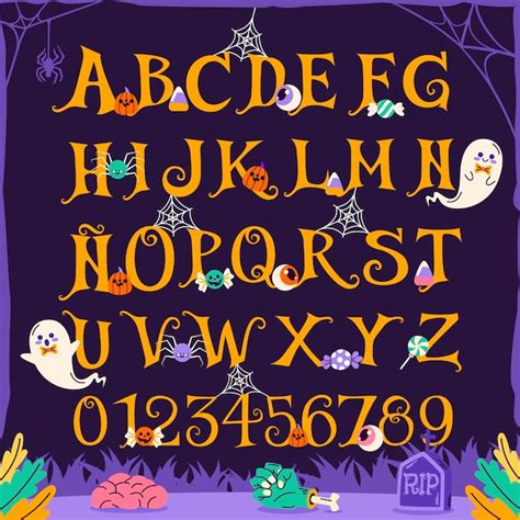 Flat Halloween Fontalphabet Premium Vector