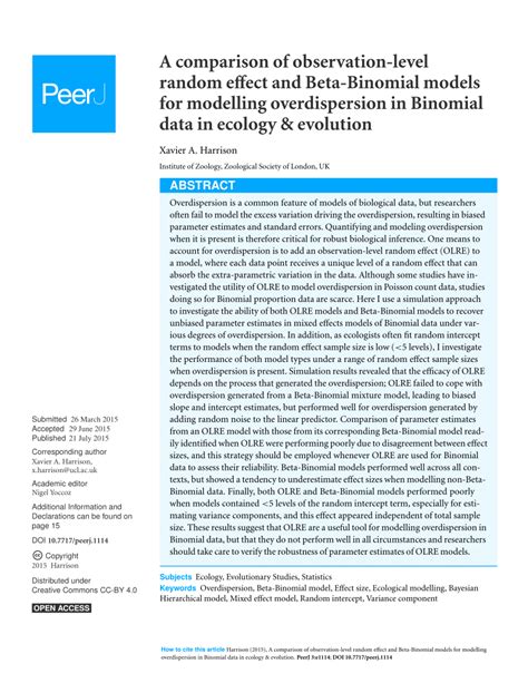 Pdf A Comparison Of Observation Level Randomeffect And Beta Binomial
