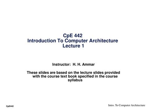 ppt cpe 442 introduction to computer architecture lecture 1