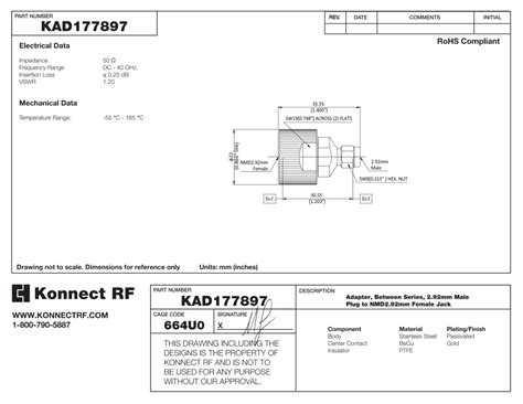 Adapter Between Series Mm Male Plug To NMD Mm Female Jack PSS Ohm DC GHz