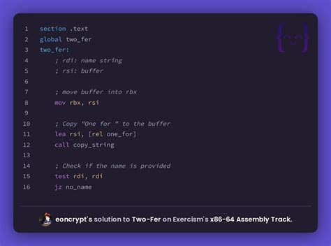 eoncrypt s solution for two fer in x86 64 assembly on exercism