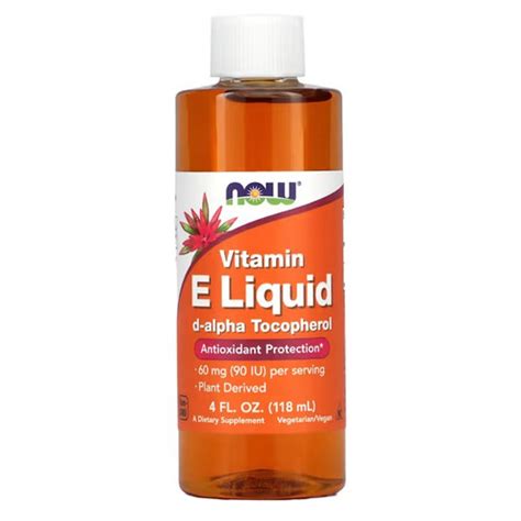 Now Foods Vitamin E Liquid D Alpha Tocopherol 4 Fl Oz 118 Ml