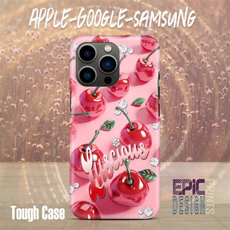 Cherry And Diamond Luscious Phone Case Cherry Collage Phone Case Bright Colorful Phone Case