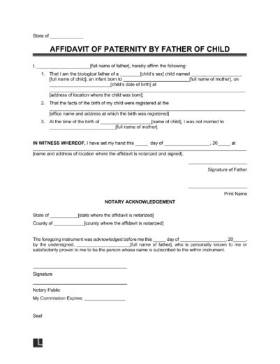 Free Affidavit Of Paternity Form Pdf And Word