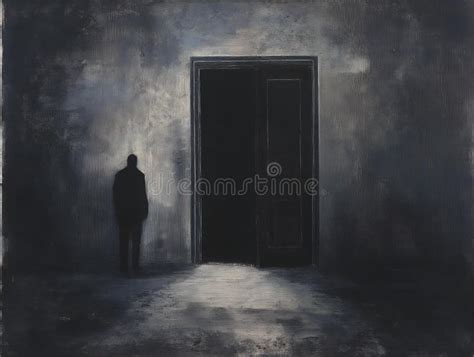 Man In Doorway Dark Room Light Streaming Mysterious Figure Shadowy