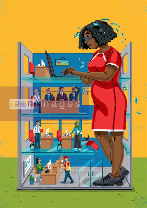 Stock Illustration Of Businesswoman Breaking Through Glass Ceiling In