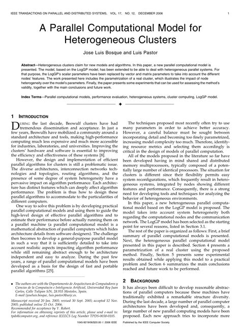 Pdf A Parallel Computational Model For Heterogeneous Clusters