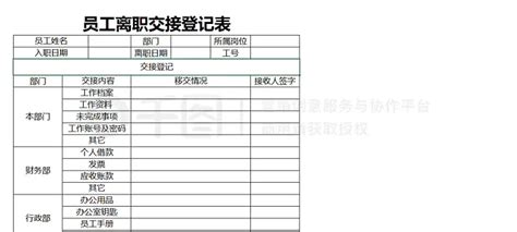 离职交接清单模板免费下载 Excel表格 千图网