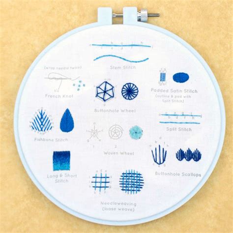 Hand Embroidery Stitch Sampler Intermediate Stitches Stitched Modern