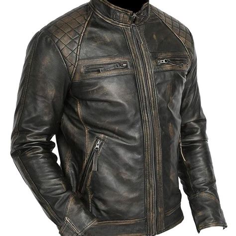 Mens Cafe Racer Biker Jacket Vintage Motorcycle Retro Moto Distressed