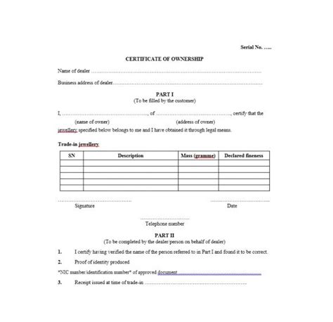 Certificate Of Title Templates 11 Word Excel Pdf Pertaining To Certificate Of Ownership
