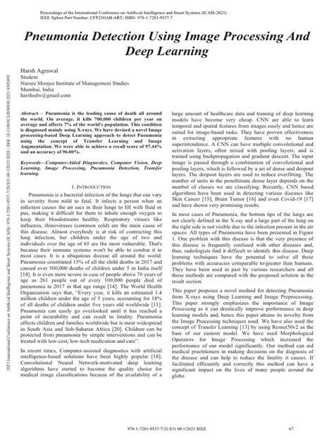 Pneumonia Detection Using Image Processing And Deep Learning Pdf