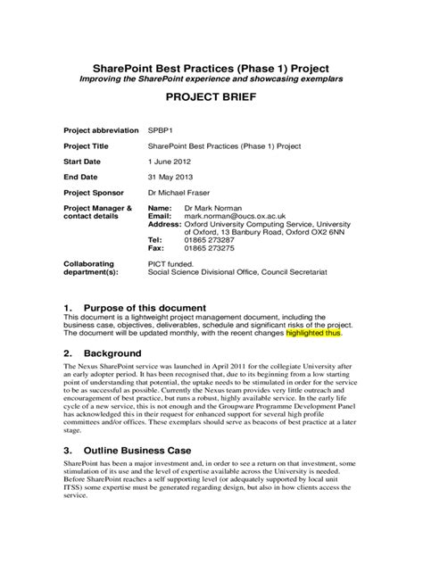Project Brief Template 4 Free Templates In Pdf Word Excel Download