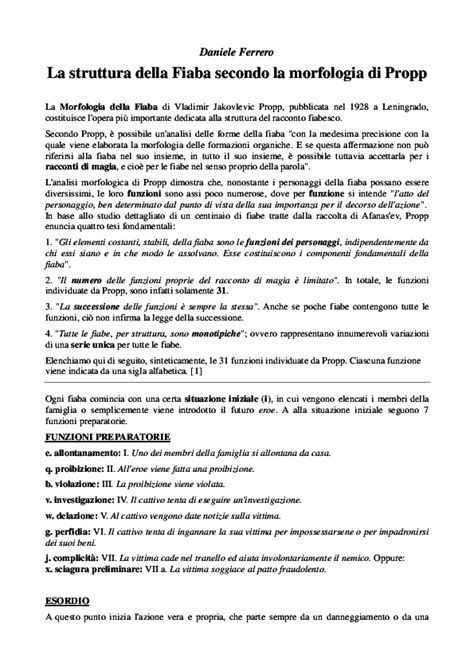 Pdf Propp La Morfologia Della Fiaba E Le Funzioni
