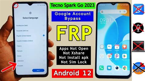 Tecno Spark Go 2023 FRP Bypass Without PC Android 12 Tecno BF7 FRP