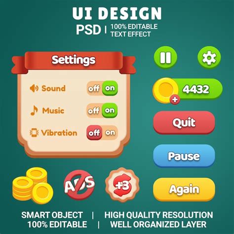 Premium Psd 現代休 遊戲 Ui 套件設計 遊戲 Ui 套裝 Psd 彈出遊戲 Ui 按 界面