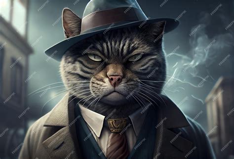 Premium Ai Image Generative Ai Illustration Of A Cat As A Mafia Boss