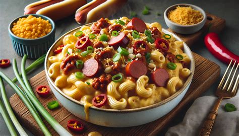 Cheesy Goodness Meets Hearty Chili Hot Dog Mac And Cheese With A Twist