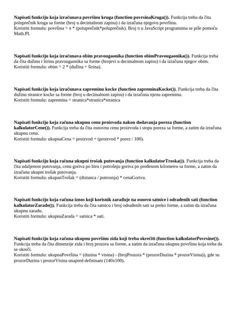 Js Zadaci Osnovne Operacije Prvi Deo Pdf