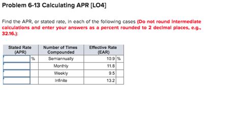 Solved Problem Calculating APR LO Find The APR Or Chegg Com