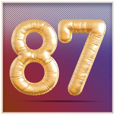 Premium Psd Bubble Gold Number 87