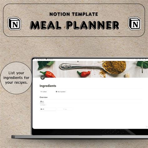 meal planner notion template weekly meal planner notion recipe