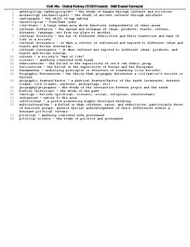 Unit 0a Global History 1750 Present Skill Based Terms TPT