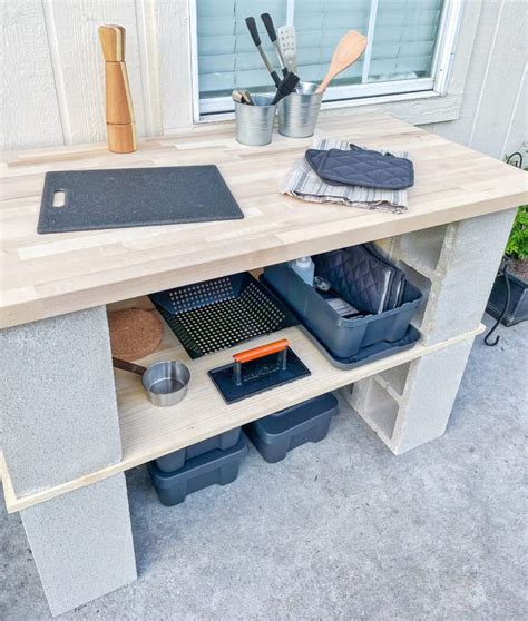 Diy Bbq Prep Table Outdoor Cinder Block Table Fab Everyday