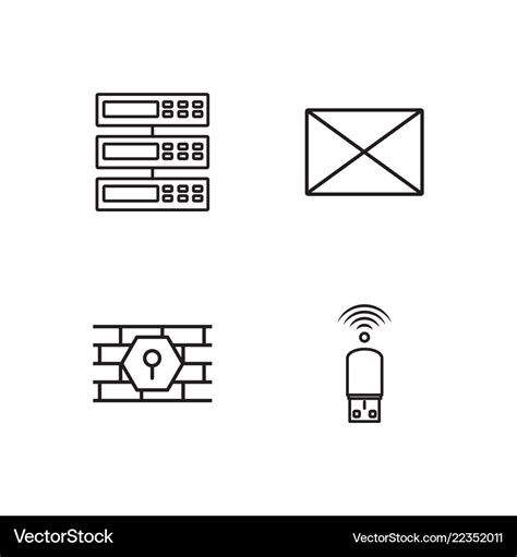 Web Simple Outlined Icons Set Royalty Free Vector Image
