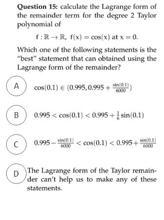 Solved Question Calculate The Lagrange Form Of The Chegg Com
