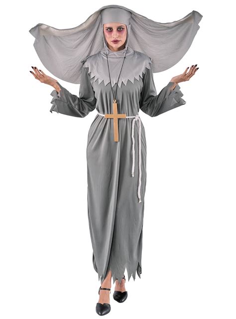 Winged Nun Womens Costume Grey Nun Halloween Costume For Women