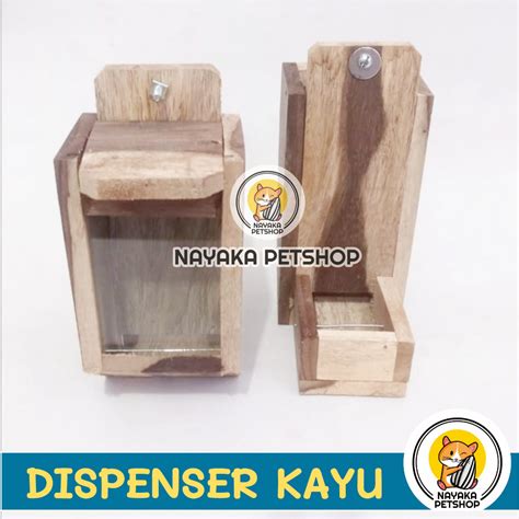 Jual Dispenser Pakan Burung Kayu Kaca Wadah Milet Cepuk Tempat Makanan Bird Lovebird Koloni