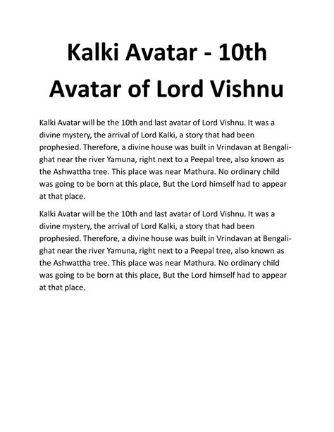 Ppt Kalki Avatar 10th Avatar Of Lord Vishnu Powerpoint Presentation