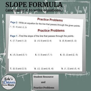 Slope Formula And Using Slope To Write An Equation By Erle S Corner Store
