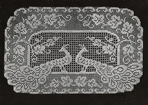 Vintage Crochet Pattern Peacock Filet Crochet Doily Table Etsy
