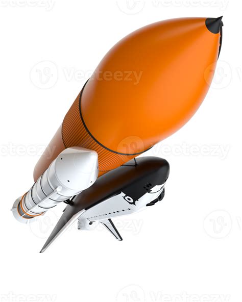 Space Shuttle Scene Perspective View Isolated On Background 3d