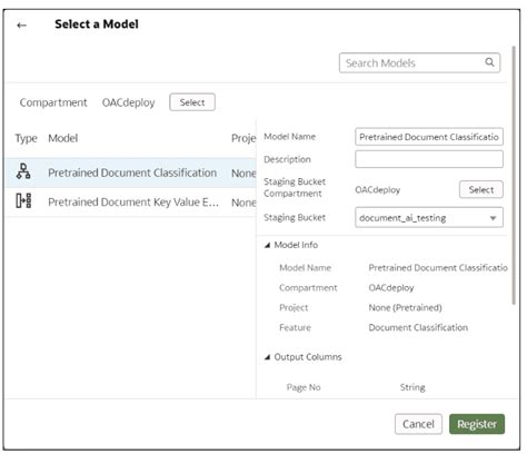Make A Oci Document Understanding Model Available In Oracle Analytics
