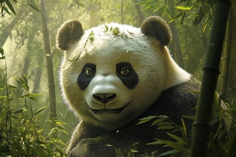Adorable Giant Panda In Bamboo Forest Premium Ai Generated Image