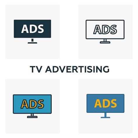Premium Vector Tv Advertising Icon Set Four Elements In Diferent