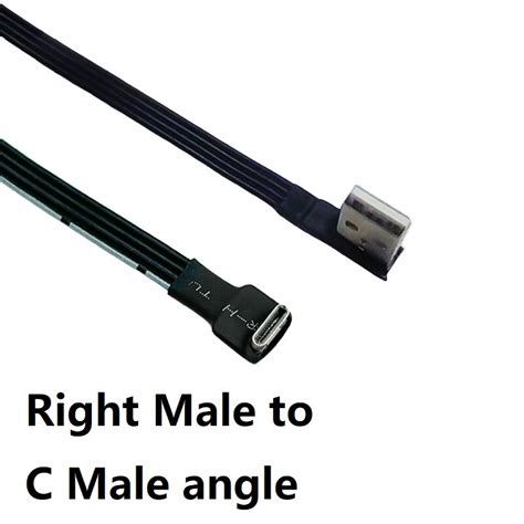 High Speed Flat Usb A To Type C Male Right Angle Cable Customized