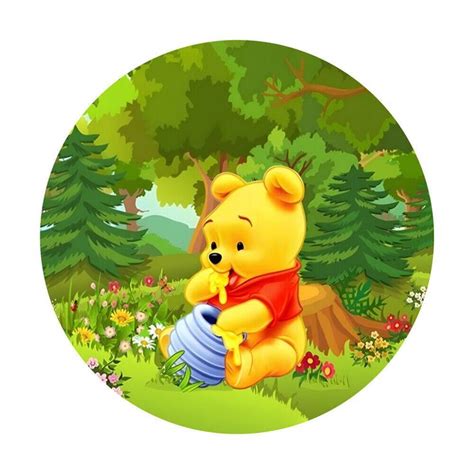 Round Winnie The Pooh Backdrop Photography Background Birthday Party