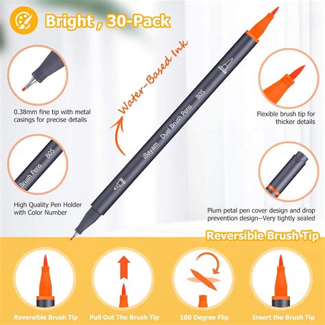Buy Ibayam Dual Markers Brush Pens 30 Colors Vibrant Brush Tip